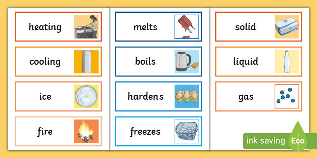 Heating and Cooling Word Cards (teacher made)
