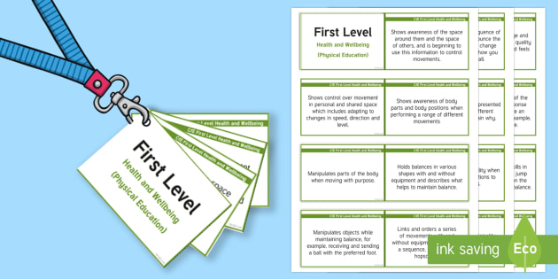 CfE FIrst Level Health and Wellbeing (Physical Education) Lanyard Sized