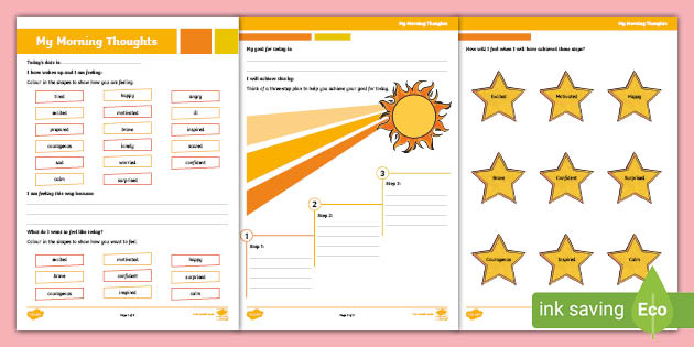 My Morning Thoughts Worksheet