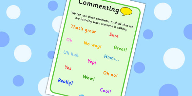 Commenting Visual Support (teacher made)