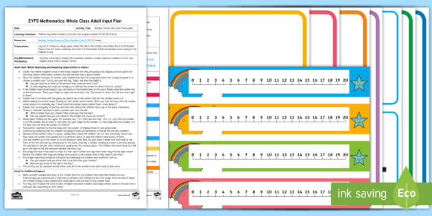 EYFS Maths: Number Circuits One Less Than Game Whole Class Adult Input Plan