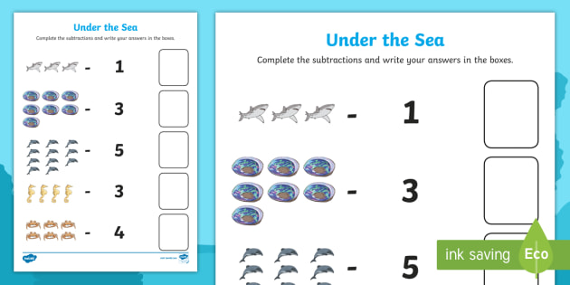 Under the Sea Subtraction Worksheet / Worksheet
