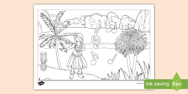 Hawaiian Party Colouring Page,Hawaii party (teacher made)