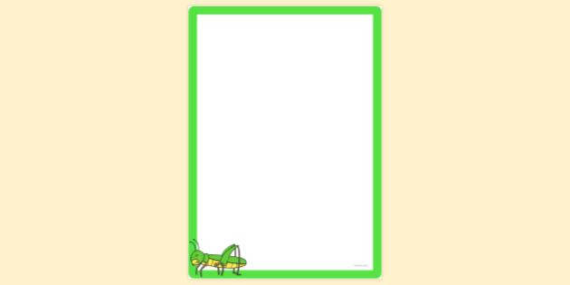 Simple Blank Cute Grasshopper Page Border | Twinkl
