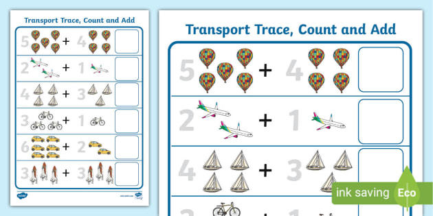 Transport Trace Count and Add Worksheet (teacher made)