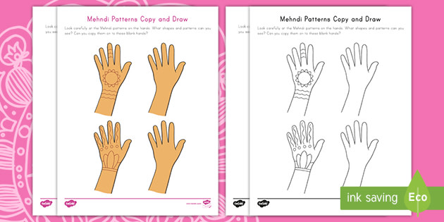 Mehndi Patterns Copy and Draw Worksheets (teacher made)