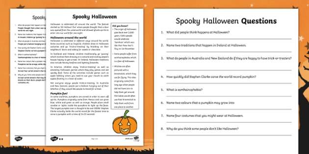 Halloween Around the World Differentiated Reading Comprehension Activity