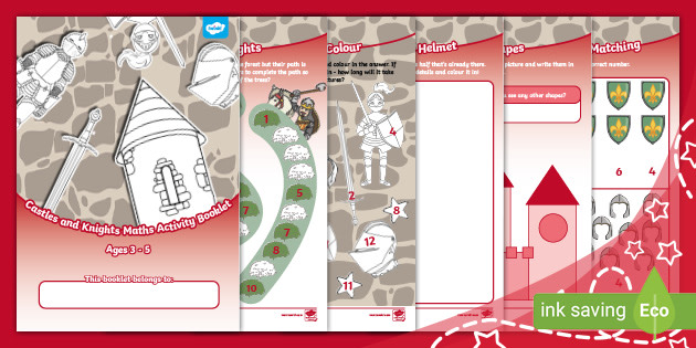 👉 Castles and Knights Maths Activity Booklet Age 3 - 5