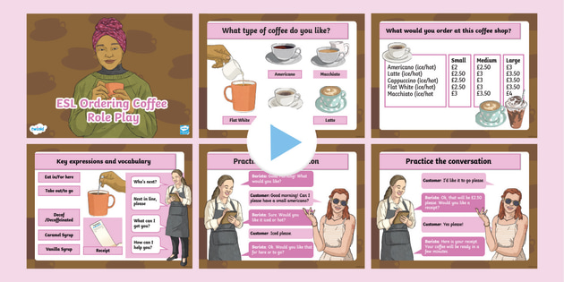 ESL Ordering Coffee Role Play (teacher made)
