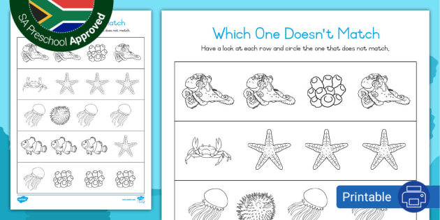 Under the Sea Which One Doesn't Match Activity