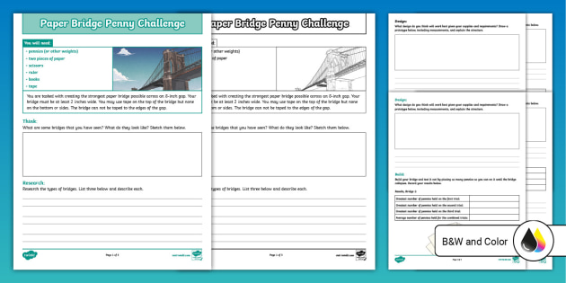 Paper Bridge Penny Challenge STEAM Activity
