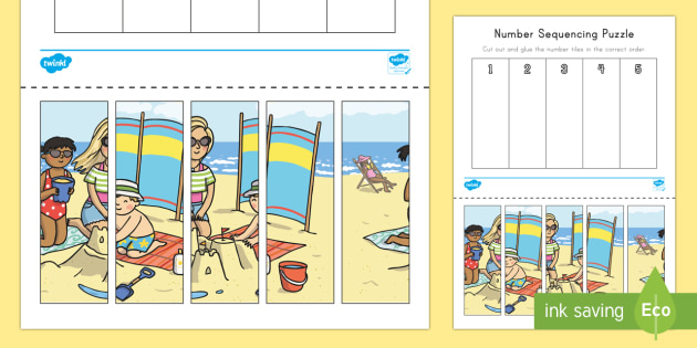 Sun Safety Number Sequencing Puzzle - number sequence, number
