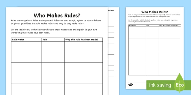 Who Makes Rules? Worksheet (teacher made)