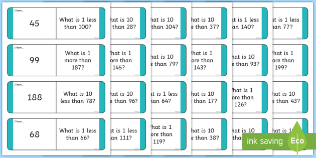 Finding 1 and 10 More or Less Loop Cards (teacher made)