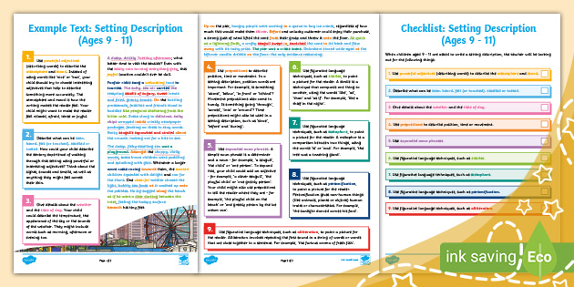 Example Text Pack for Parents: Setting Description (Ages 9 - 11)