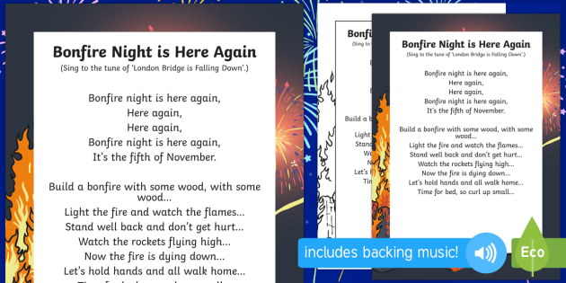 Bonfire Night Is Here Again Rhyme (teacher made)
