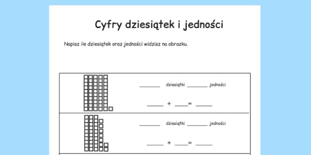 Cyfry dziesiątek i jedności po polsku - matematyka