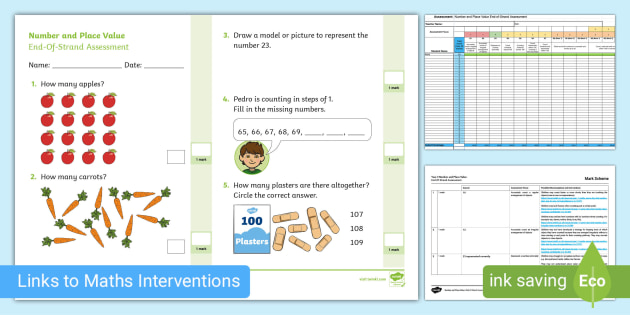 👉 * NEW * Year 1 Number and Place Value End-Of-Strand Assessment