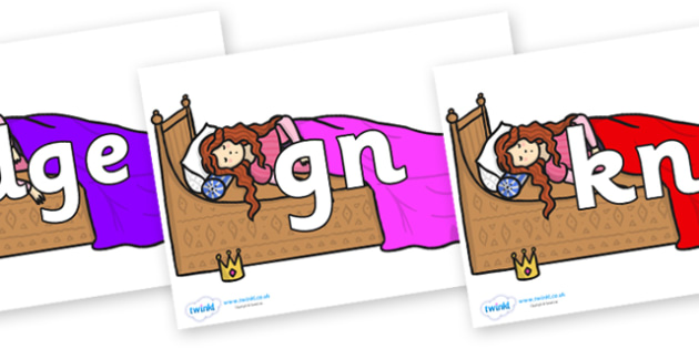 FREE! - Silent Letters on Sleeping Beauty Bed (teacher made)