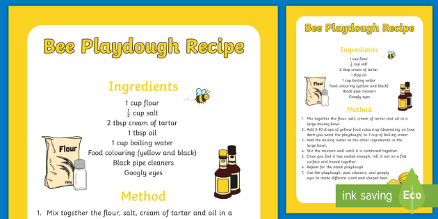 Bee Playdough Recipe -yellow, black, bee, wasp, pipe cleaner, googly eyes