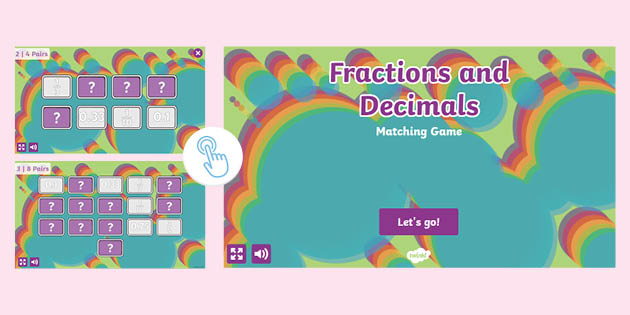 Matching Fractions and Decimals Interactive Game