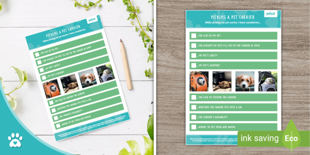 Picking a Pet Carrier - Checklist - Pet Care - Twinkl Pets