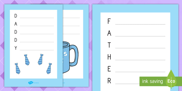 Father's Day Acrostic Poem Writing Frames - Father's Day, template ...