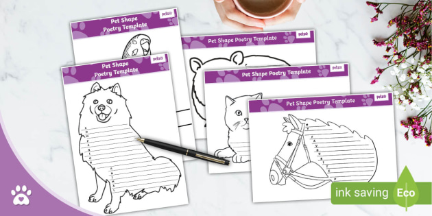 Pet Shape Poetry Templates - My Favourite Pet Poetry - Pets