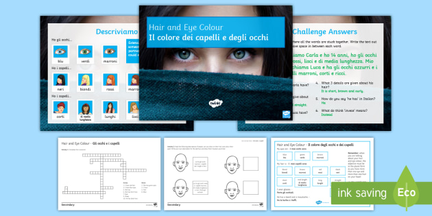 Cover Lesson: Hair and Eye Colour Italian (teacher made)