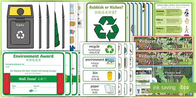 Reduce, Reuse, Recycle Pack Resource Pack English/Mandarin Chinese