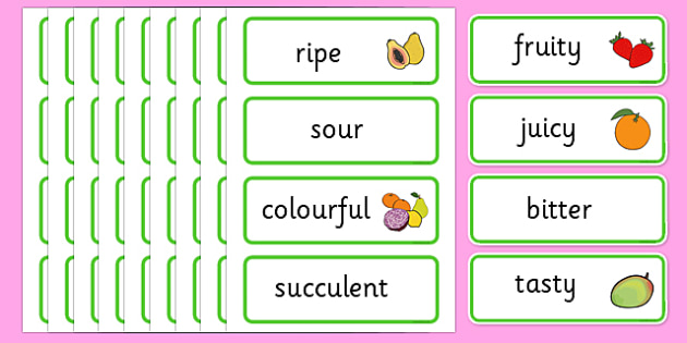 FREE! - Fruit and Vegetable Descriptive Word Cards