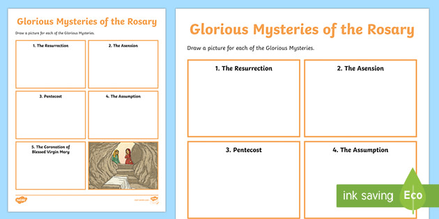 The Glorious Mysteries of the Rosary Activity Worksheet