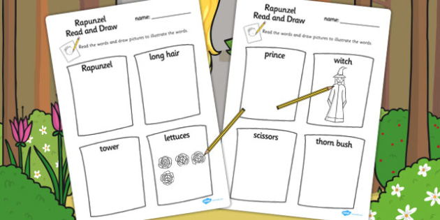 Rapunzel Read and Draw Worksheets (teacher made)