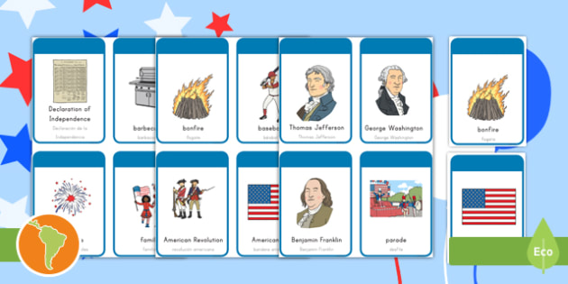 Independence Day Flashcards English/Spanish