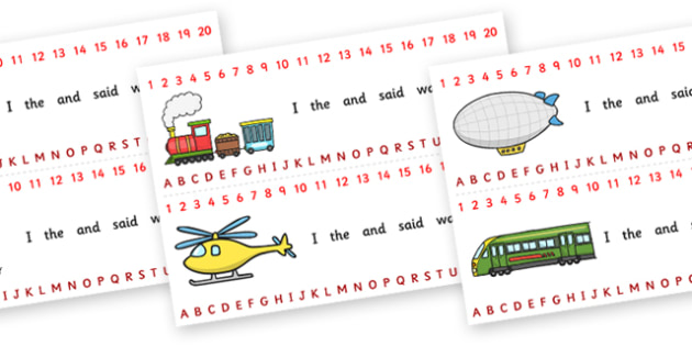 Combined Alphabet and Number Strips (Transport)