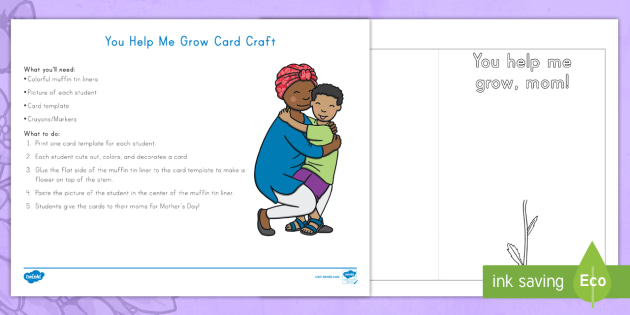 * NEW * You Help Me Grow Card Craft - Mom, Mommy, Flower Pot, Scissor ...