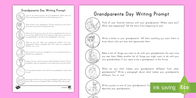 Grandparents Day Writing Prompt Worksheet / Worksheet - family, grandmother