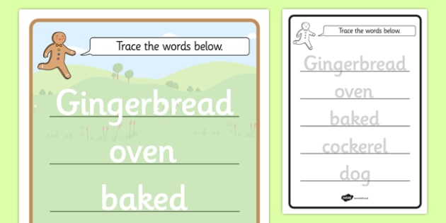 The Gingerbread Man Trace the Words Worksheet