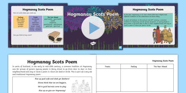 Hogmanay Scots Poem CfE Second Level Activity Pack