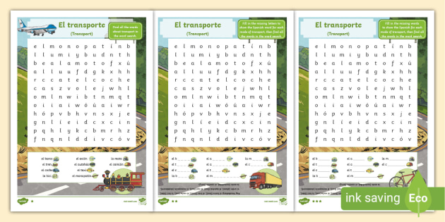 👉 Spanish KS2 Differentiated Word Search: Transport
