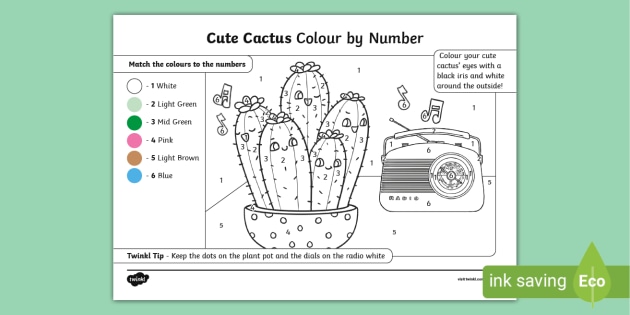 FREE! - Cute Cactus Colour by Number Activity (teacher made)