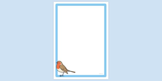 FREE! - Simple Blank Robin Red Breast Page Border | Twinkl