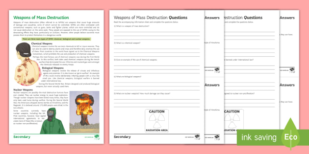 Weapons of Mass Destruction Differentiated Comprehension Challenge Sheet