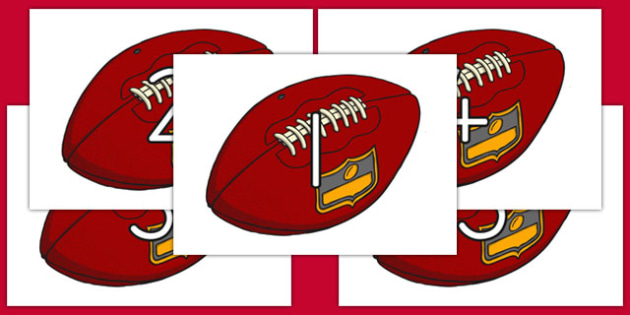 Numbers 1-30 on Footballs