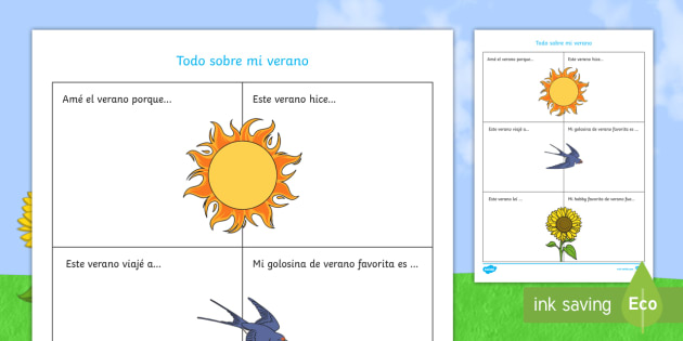 Hoja De Trabajo Sobre Lo Que Hice Este Verano