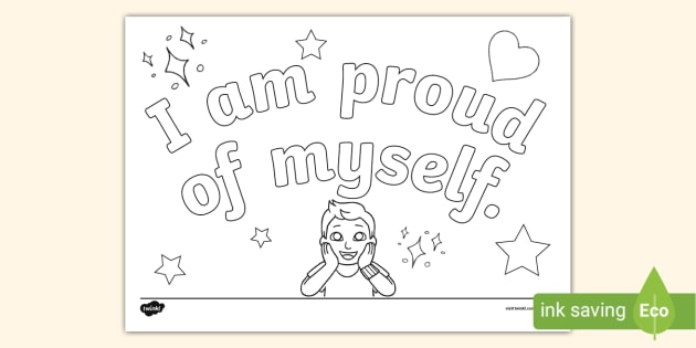 'I Am Proud of Myself' Colouring Page (Teacher-Made)