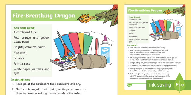 Fire-Breathing Dragon Craft Instructions (teacher made)