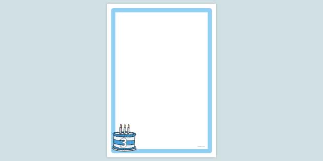 FREE! - Simple Blank 3rd Birthday Page Border | Page Border | Twinkl