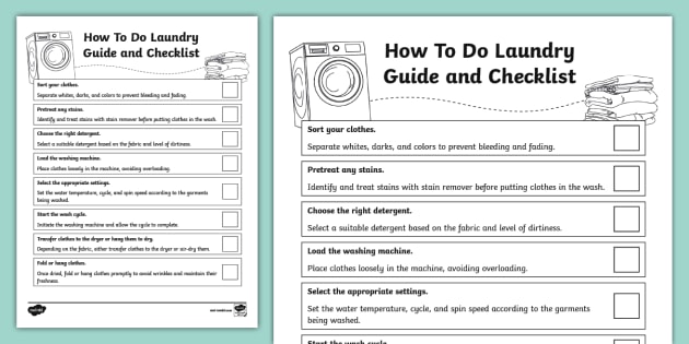 Life Skills How To Do Laundry Guide and Checklist Twinkl