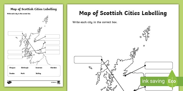 Map of Scottish Cities Labelling